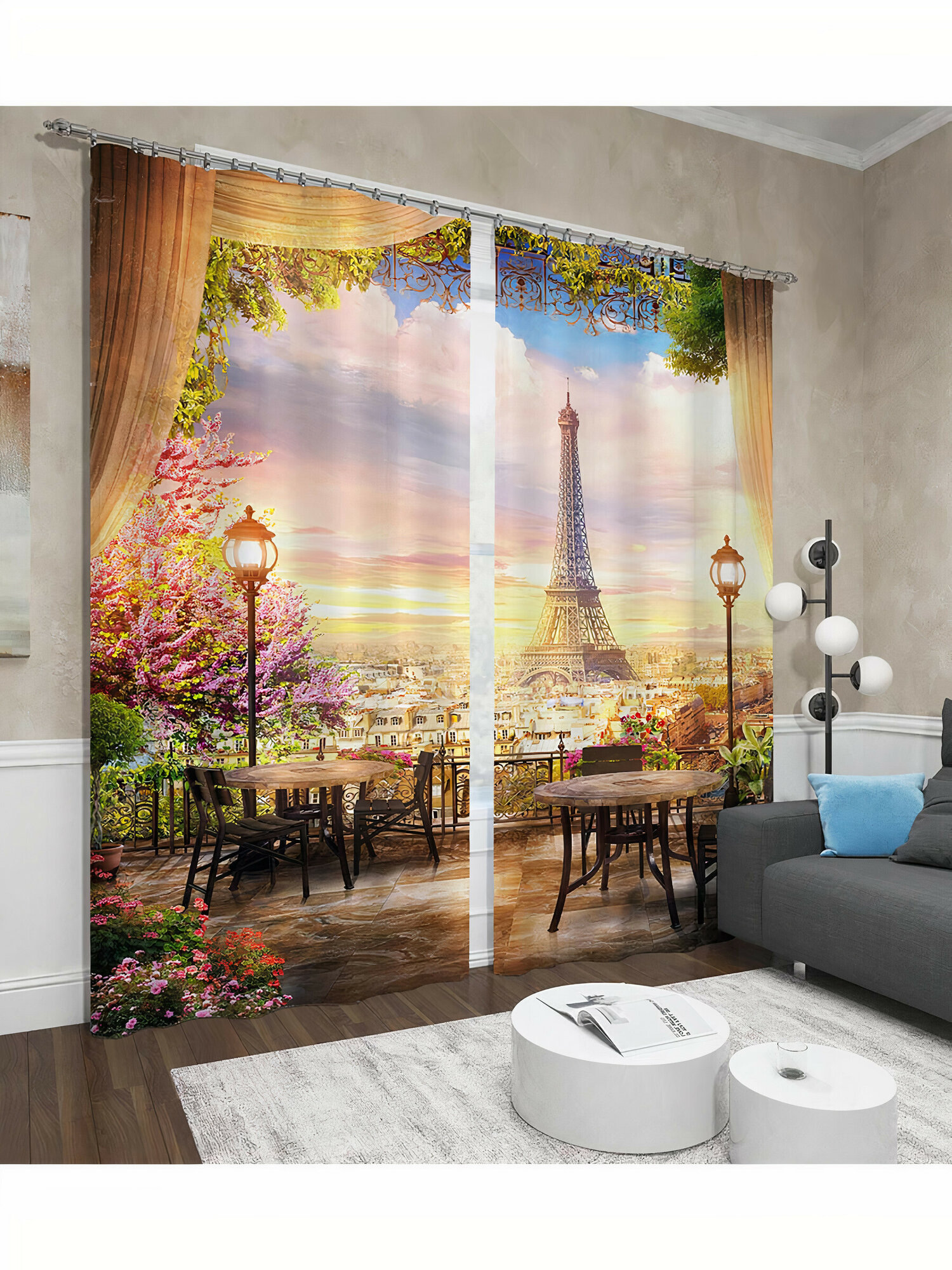 Фотошторы из ткани габардин 150-260 см 2 шт. /3D шторы / В детскую / Для гостиной, спальни и кухни