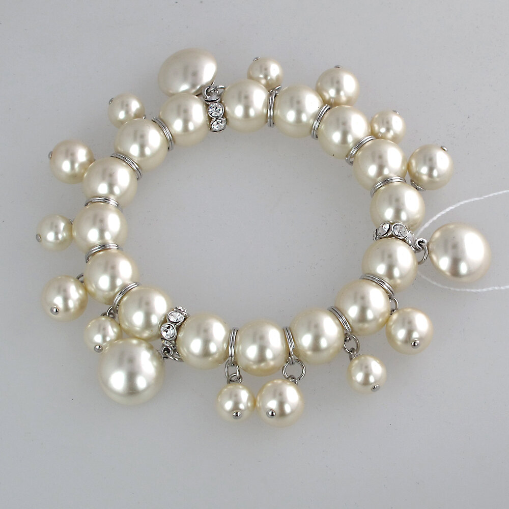 Браслет Эстет, стекло, жемчуг имитация