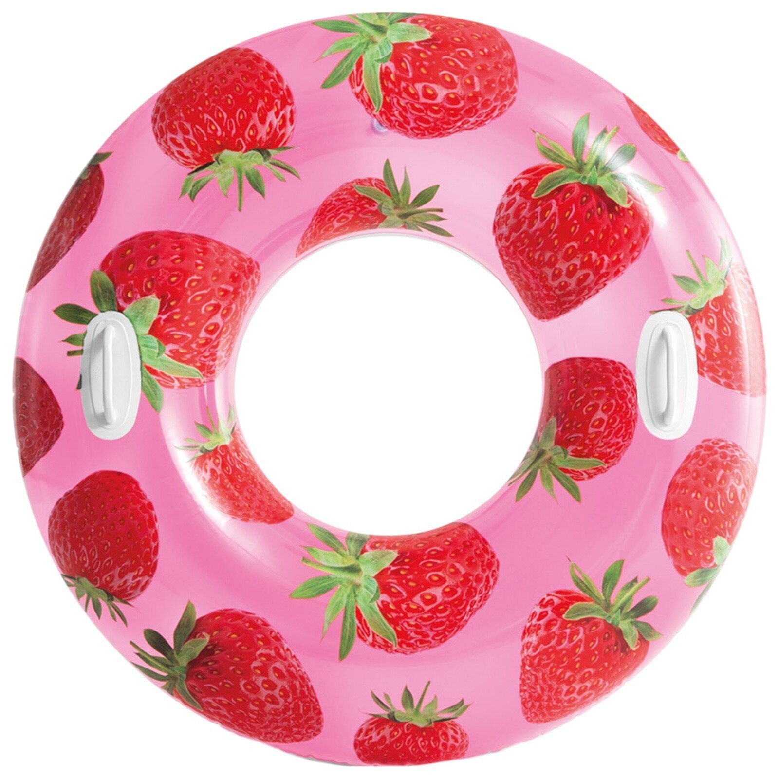 Intex Круг надувной Фрукты 107 см с ручками Клубника 56261NP с 9 лет