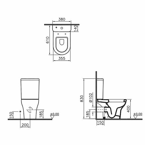 Унитаз с бачком, крышкой-сиденьем Vitra Zentrum 9012B003-7204