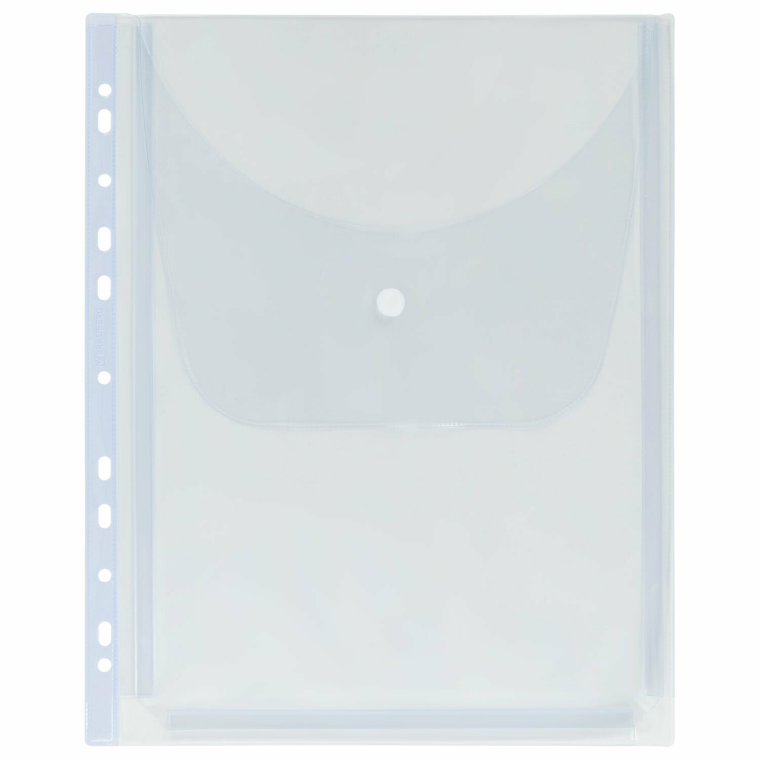 Папка-файл с перфорацией 1 штука с кнопкой большой вместимости до 250 л, ПВХ 180 мкм, BRAUBERG, 271831