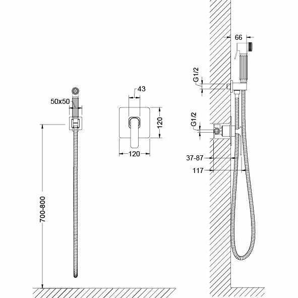 Смеситель встроенный Timo Torne 4389/03SM с гигиеническим душем черный