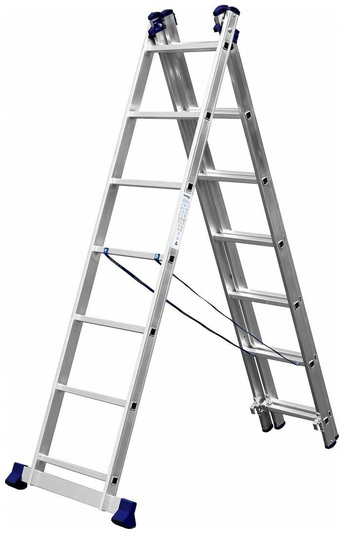 Лестница СИБИН универсальная, трехсекционная со стабилизатором, 7 ступеней [38833-07]