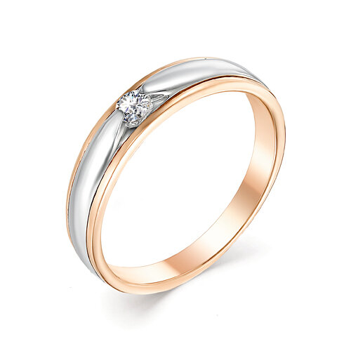 Кольцо обручальное, красное золото, 585 проба, бриллиант