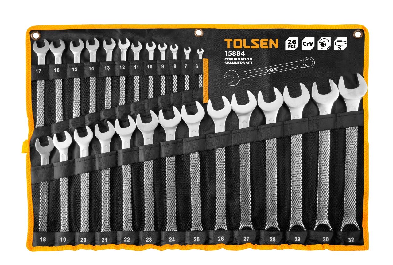 TOLSEN Набор комбинированных ключей, 6-32 мм, 26 предметов TT15884