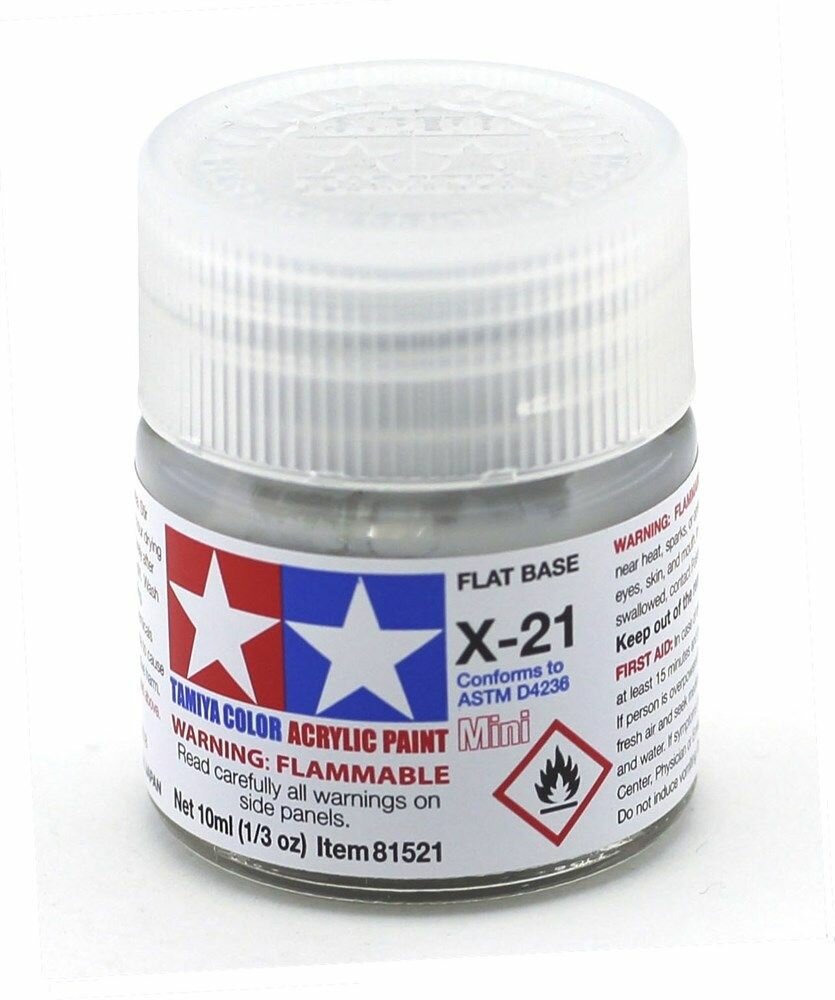 81521 X-21 FLAT BASE (матовая основа бесцветн) акриловая краска объем 10мл.