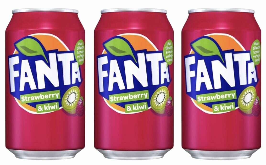 Напиток газированный Fanta Strawberry & Kiwi (Дания), 330 мл х 3 шт