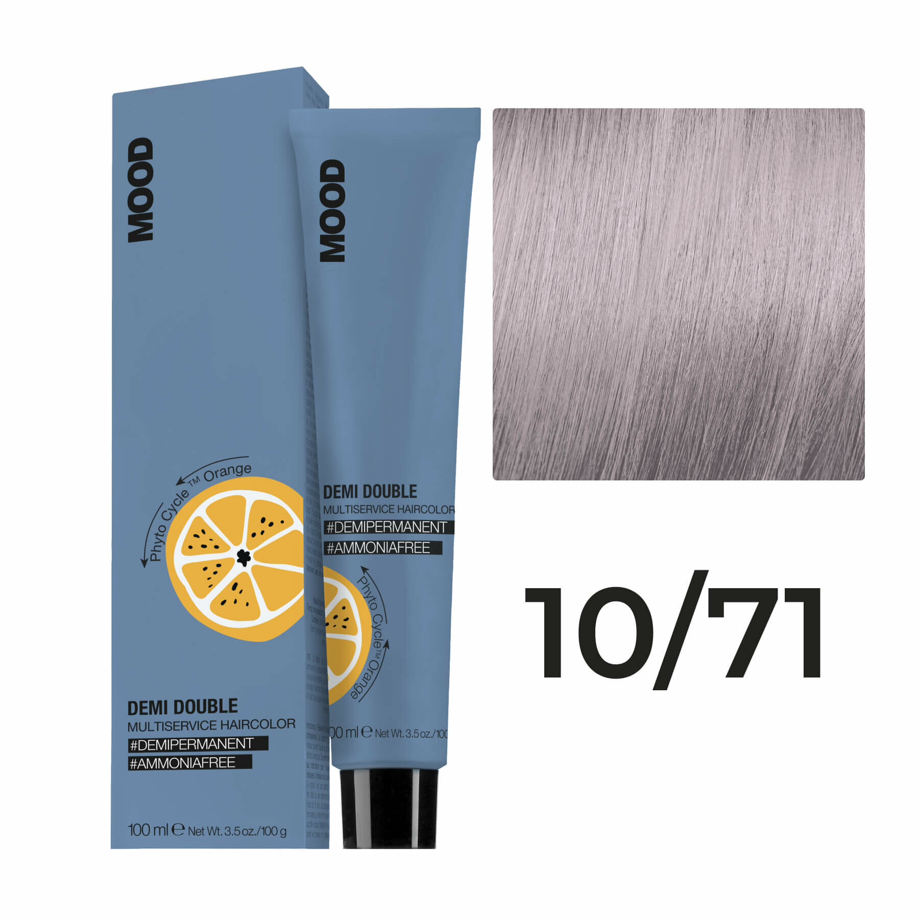 Краска для волос профессиональная без аммиака Mood Demi Double 10.71 Светлый блонд Перламутрово-пепельный 100 мл