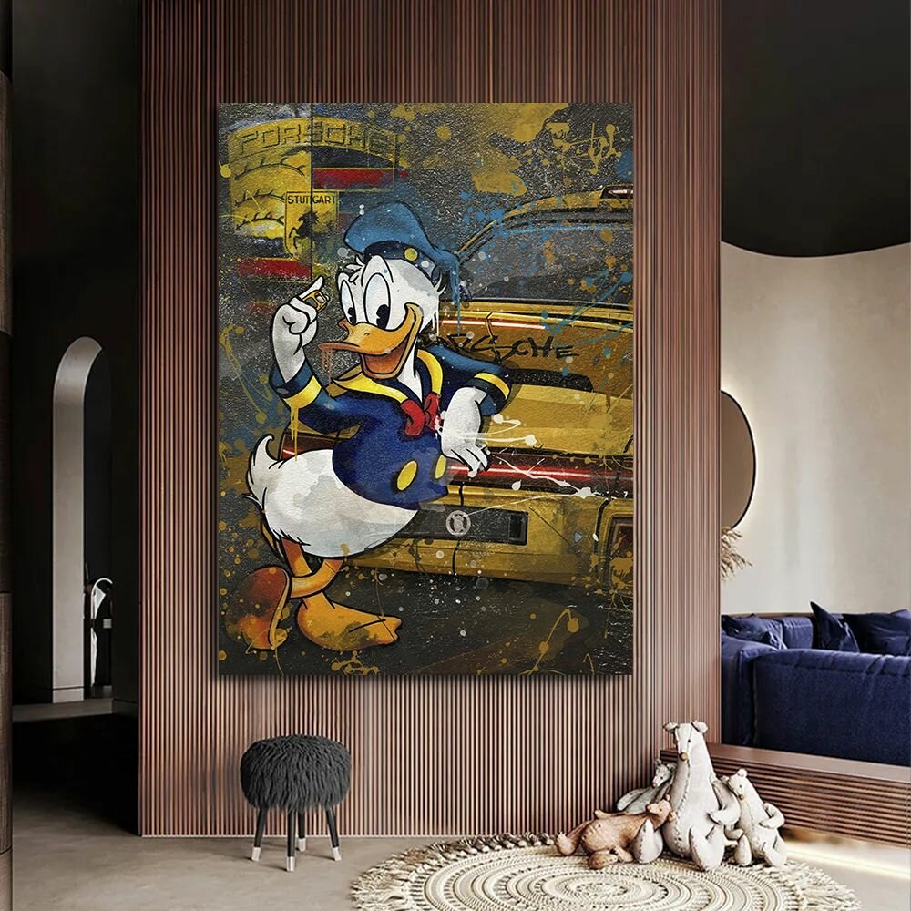 Картина "Дональд Макдак с деньгами", на подрамнике, 50x70 см, холст