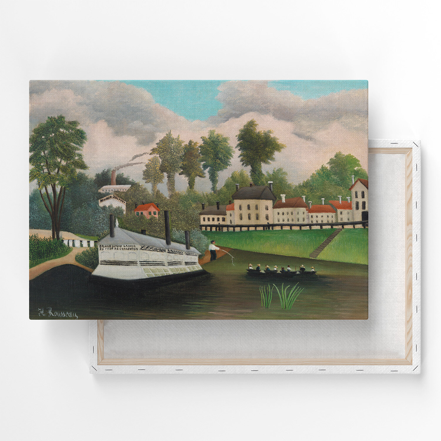 Картина на холсте, репродукция / Анри Руссо - The Laundry Boat of Pont de Charenton / Размер 80 x 106 см