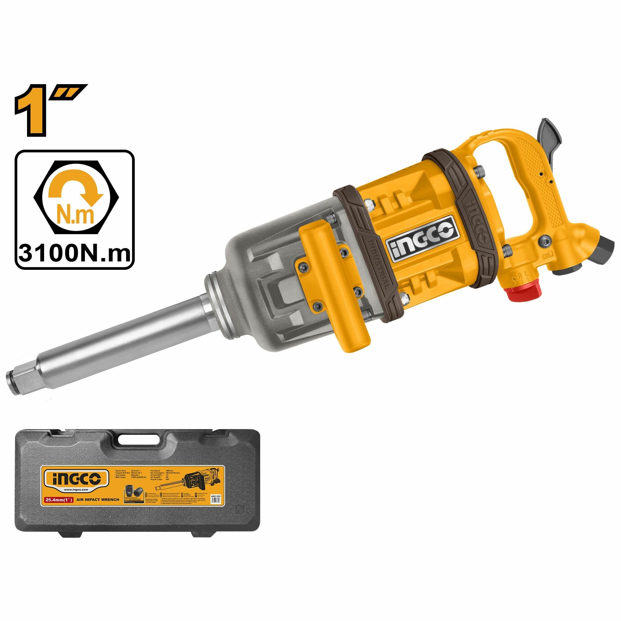 Гайковерт пневматический ударный INGCO AIW11222 INDUSTRIAL 1" 3100 Нм
