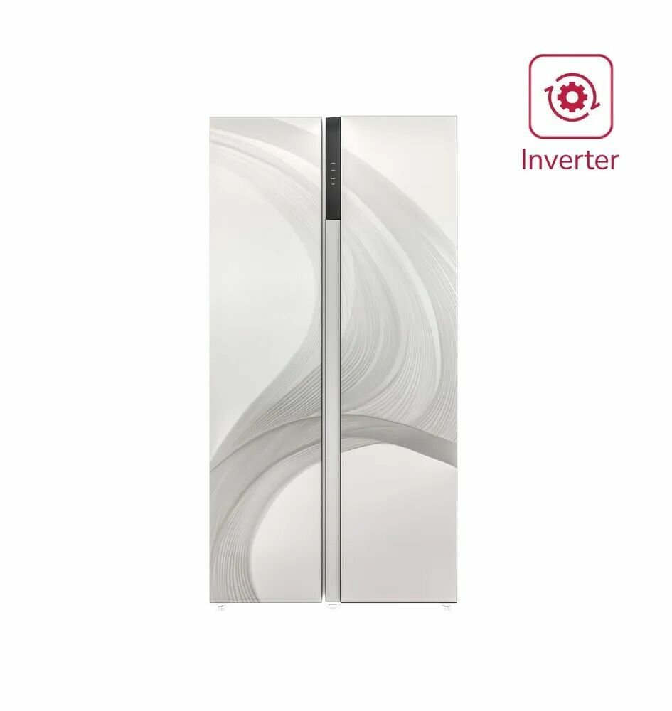 Холодильник Side-by-Side Lex LSB530WHID wind, класс энергопотребления А+, 466 л, No Frost, инверторный мотор, стоун/стекло