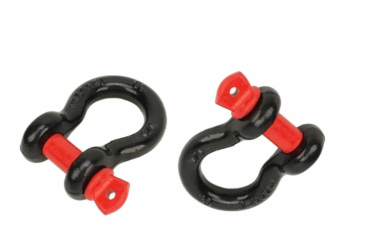 Шакл омегаобразный 3/4, скоба буксирная 4.75т Worn Black-Red 2 штуки, шакл Jeep
