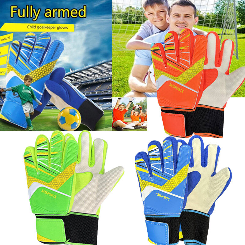 Вратарские перчатки, для футбола, детские, латексные, нескользящие, износостойкие, синие, размер 7