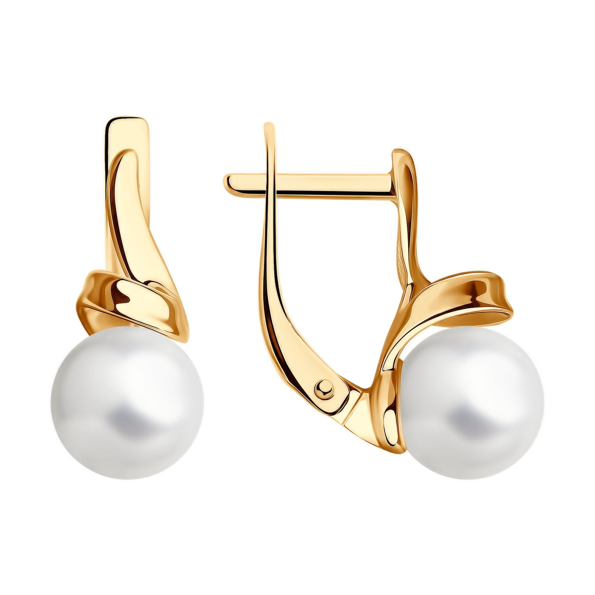 Серьги, серебро, 925 проба, золочение, жемчуг