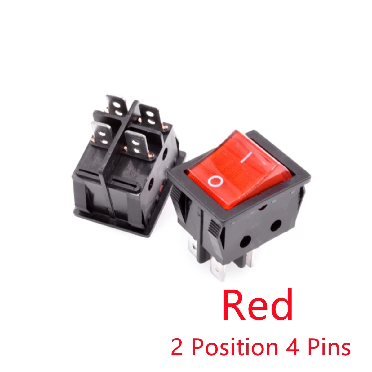 Пластиковый кулисный переключатель KCD4 вкл-выкл 4/6 контактов с подсветкой Red 4 Pins