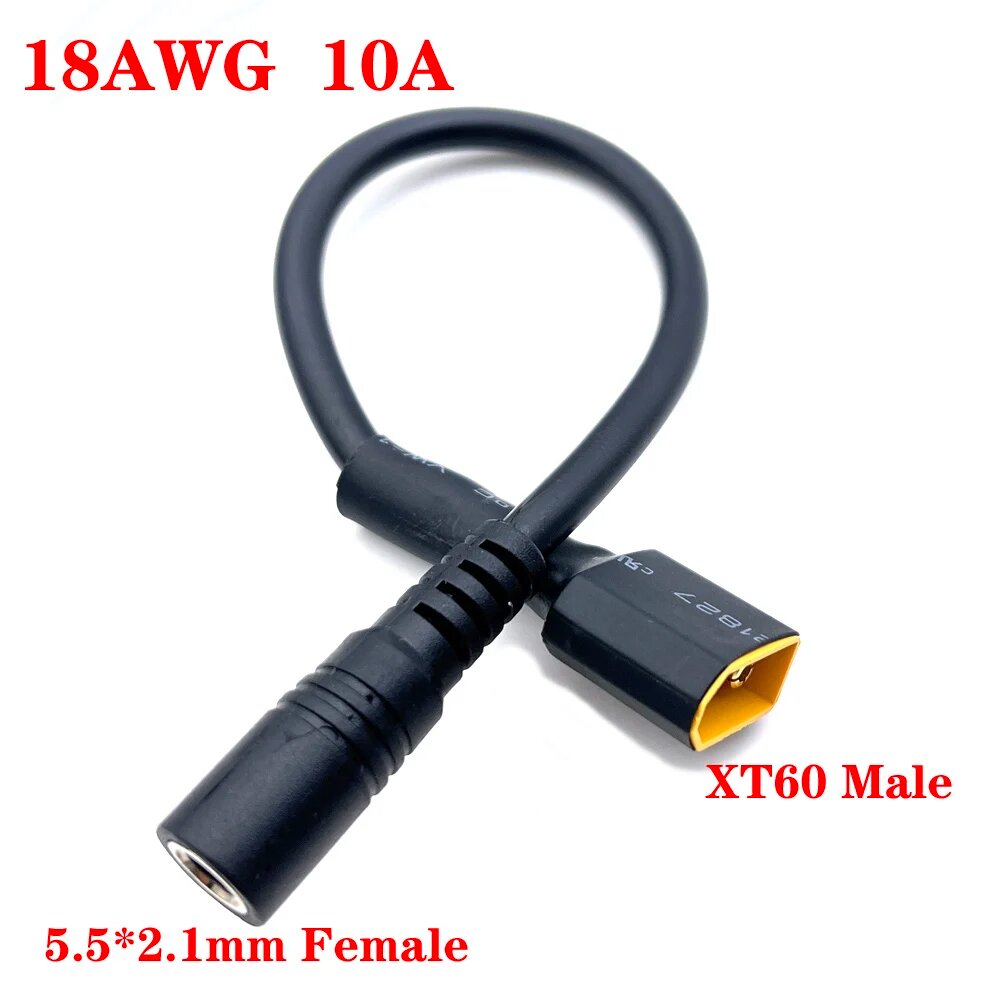 XT60 - 5.5*2.1 мм адаптер для зарядки 18AWG 10A