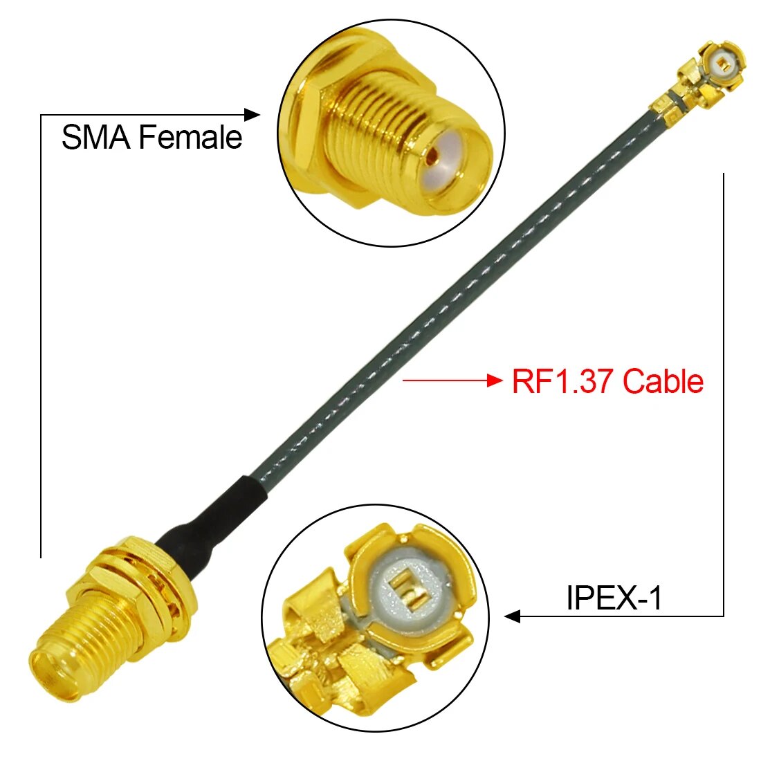 DexMRtiC SMA Cable перемычка U.FL 1.37 мм 10CM, SMAK-IPX