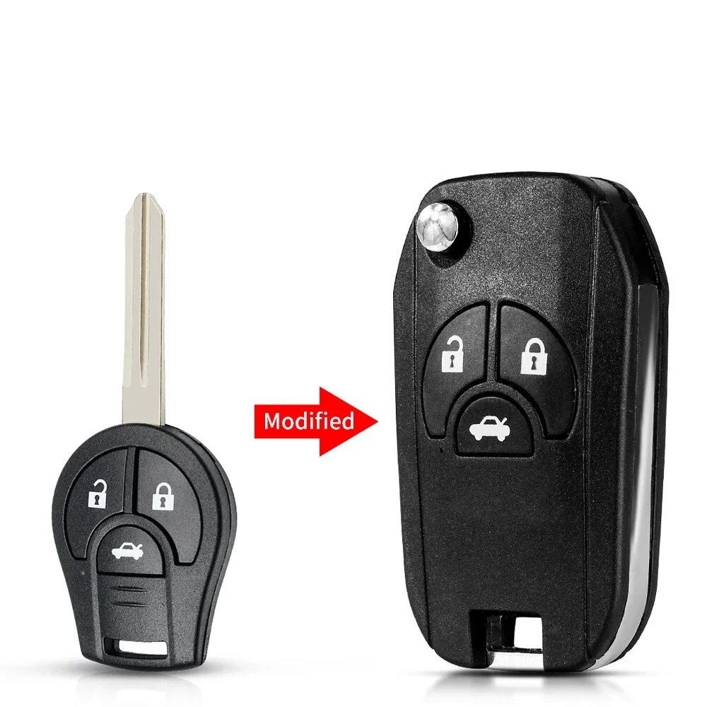 KEYYOU для Nissan Sylphy Cube Juke Micra Rogue Qashqai Altima Sentra Maxima Versa Flip модифицированный чехол для удаленного ключа автомобиля 3 Buttons