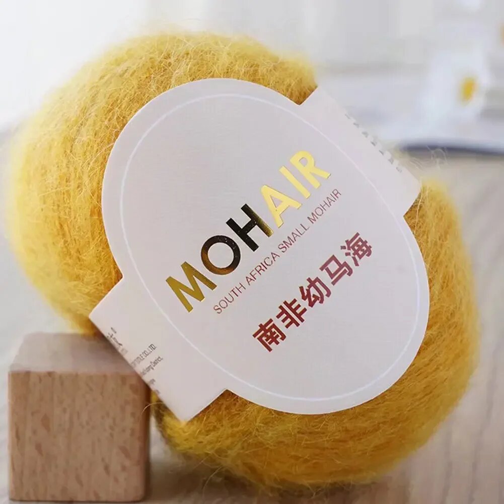 Мохеровая пряжа желтая 25г, A 21 Turmeric