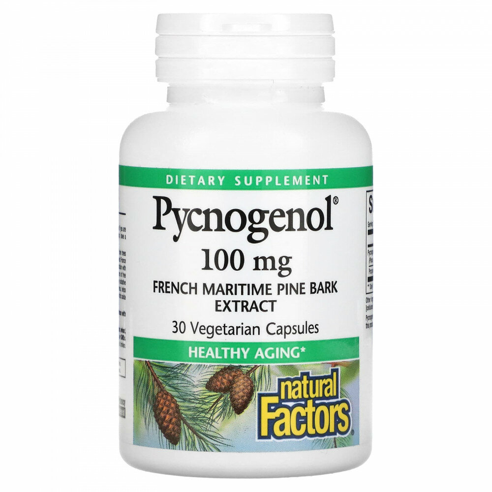Natural Factors, Pycnogenol®, 100 мг, 30 вегетарианских капсул