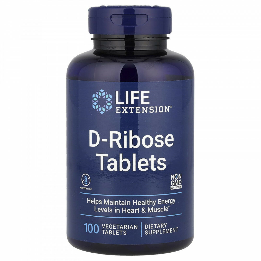Life Extension, таблетки D-рибозы, 100 вегетарианских таблеток
