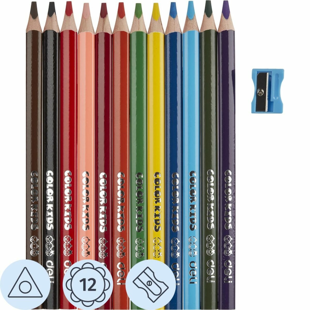 Карандаши цветные 12 цветов Deli EC00600 Color Kids Jumbo (L=175мм, d=5мм, 3гр) (1791518), 24 уп.
