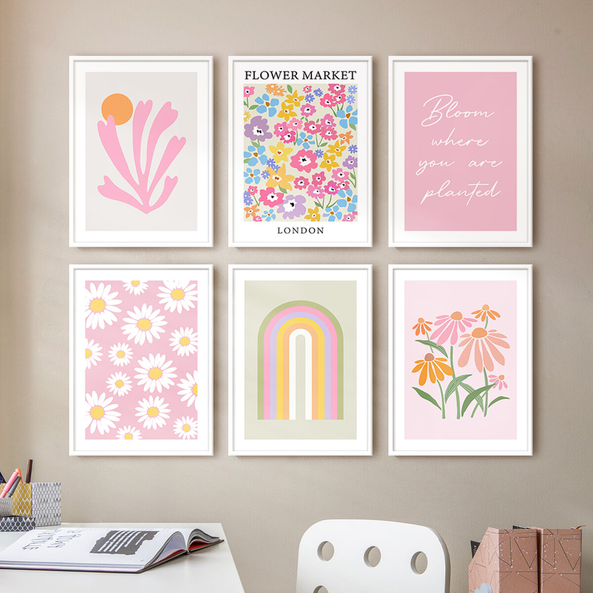 Набор постеров для девочки 6 шт 21x30 для интерьера на стену