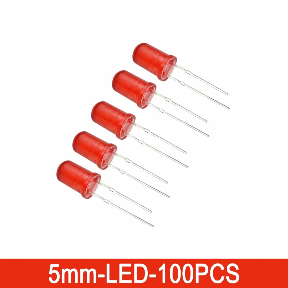 LED диоды HESAI 5 цветов 3мм 5мм 100шт 5MM Red