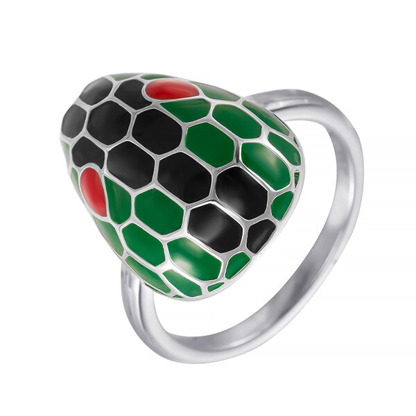 Перстень, серебро, 925 проба, родирование, эмаль