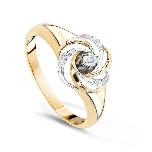 Кольцо, белое, красное золото, 585 проба, родирование, бриллиант