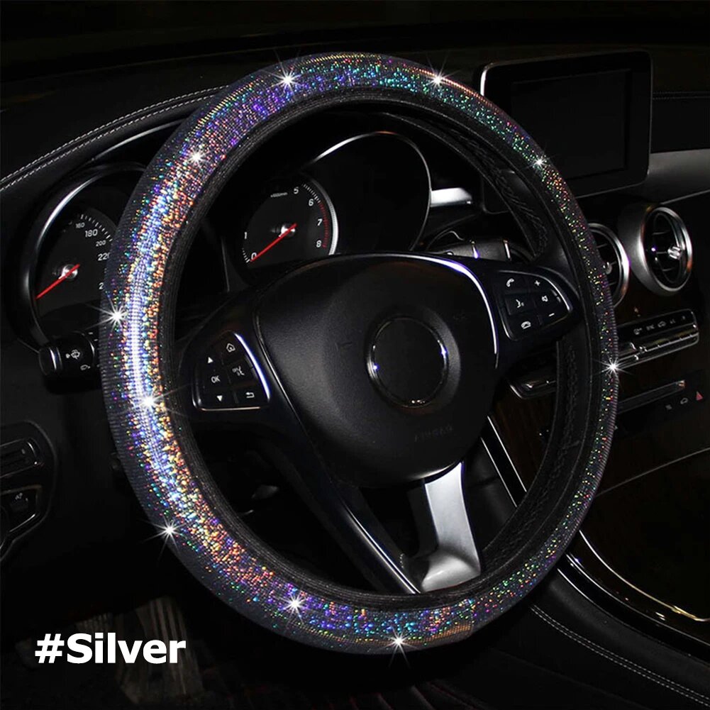 Сверкающий чехол на руль Style B Silver, 14.5-15 дюймов