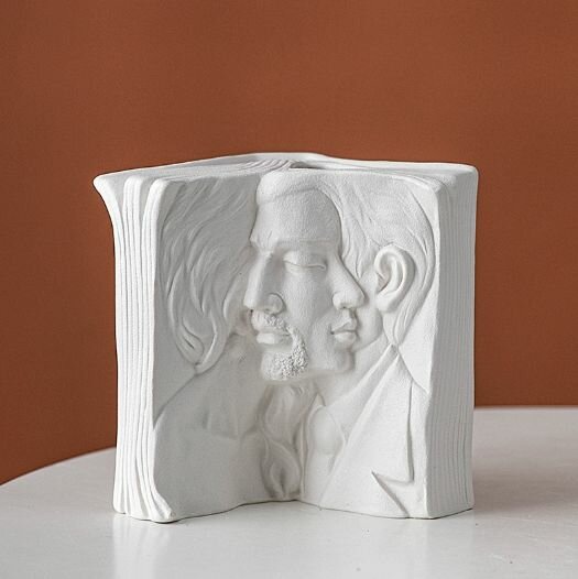 Ваза в виде Любовник, высота 19.4 см, покрытая керамической глазурью, Home Decor белая