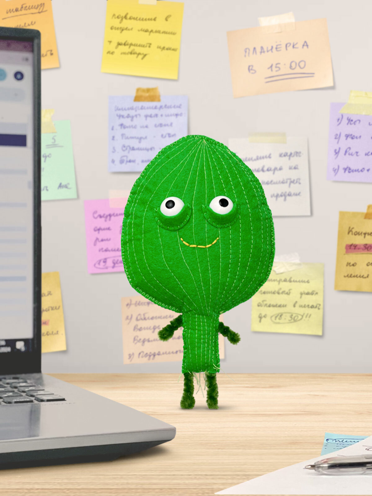 Игрушка-антистресс Бюро находок " Когда пришло время приложить к жизни Подорожник", ручная работа, зелёный