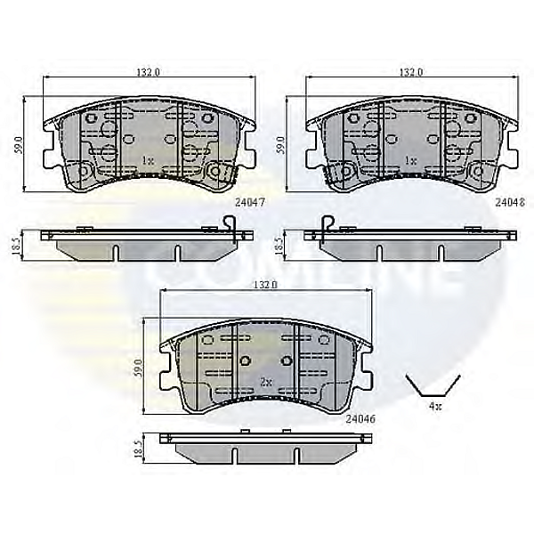 COMLINE CBP3950 (G2YS3323ZA / G2YS3328Z / GJYE3323ZB) колодки пер maz 6 2.0 / 2.3 / 2.0d 02-