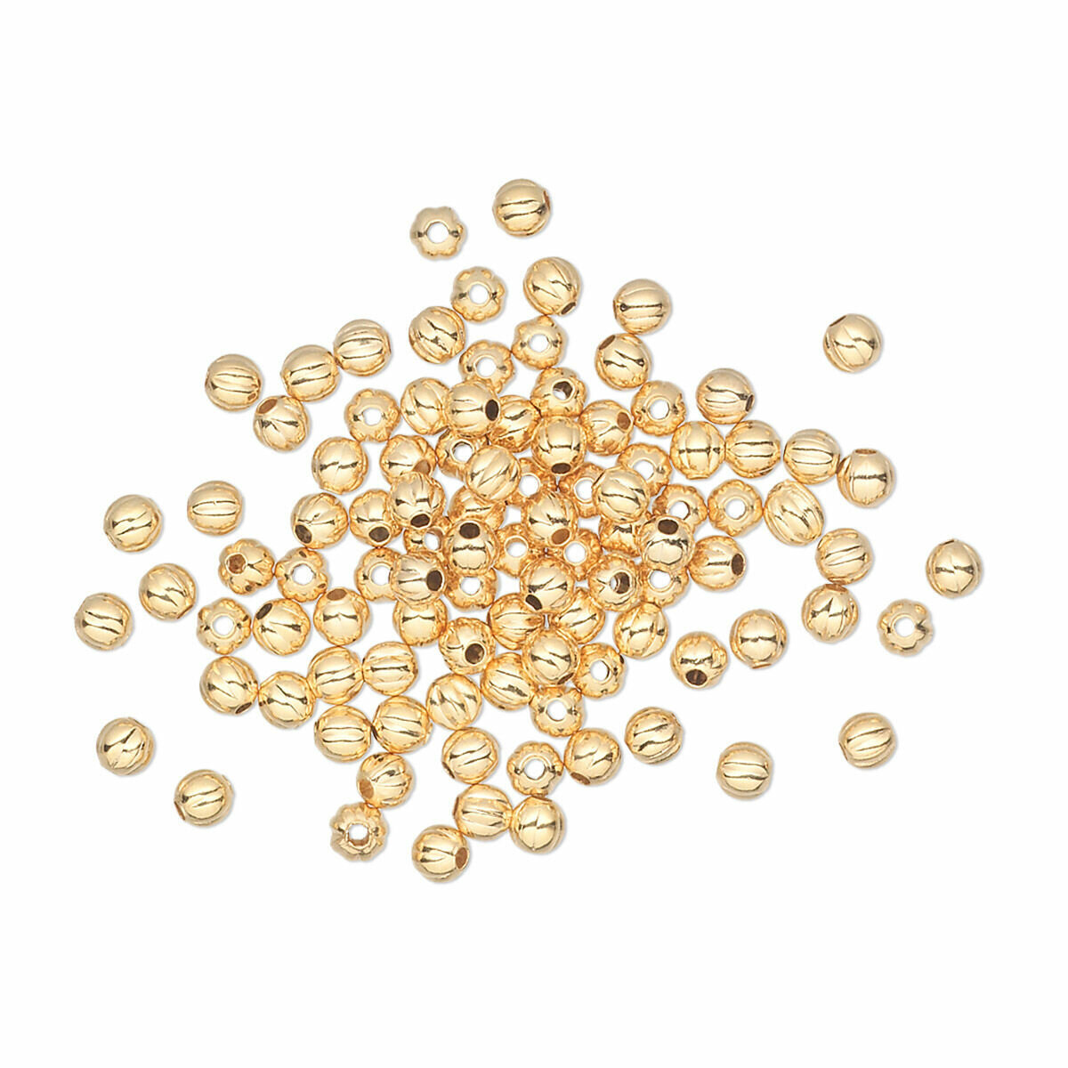 Бусина металлическая, 2.5мм, с бороздками, базовый материал - латунь, позолоченная, 20 шт.