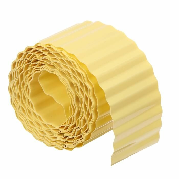 Лента бордюрная Greengo 0,1х9 м, толщина 0,6 мм, пластиковая, гофра, желтая