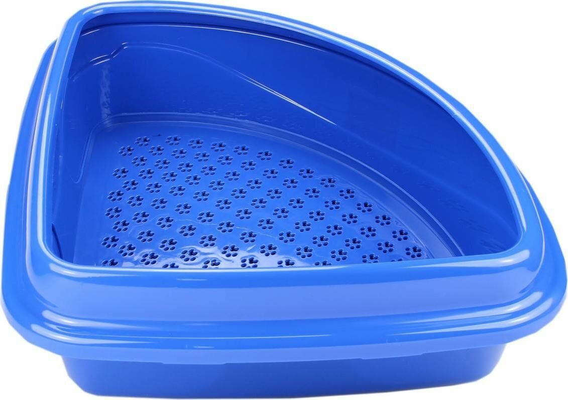 Туалет для кошек Dogman "Триплекс", угловой с бортом, 40х40х15 см