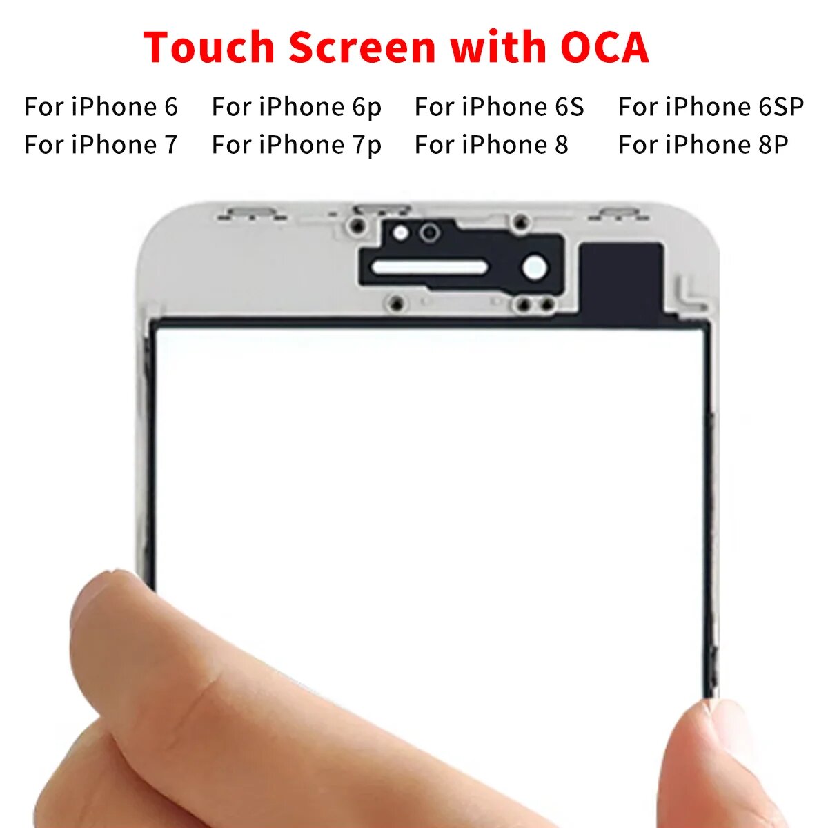 Внешнее стекло + OCA для iPhone 6 6Plus 6s 6s Plus 7G 7 plus 8 8Plus, Замена переднего внешнего экрана, стеклянная крышка объектива с рамкой iPhone 8p black
