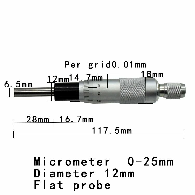 Микрокалибр LIANYU 0-25 мм, диаметр 12 мм, плоский зонд