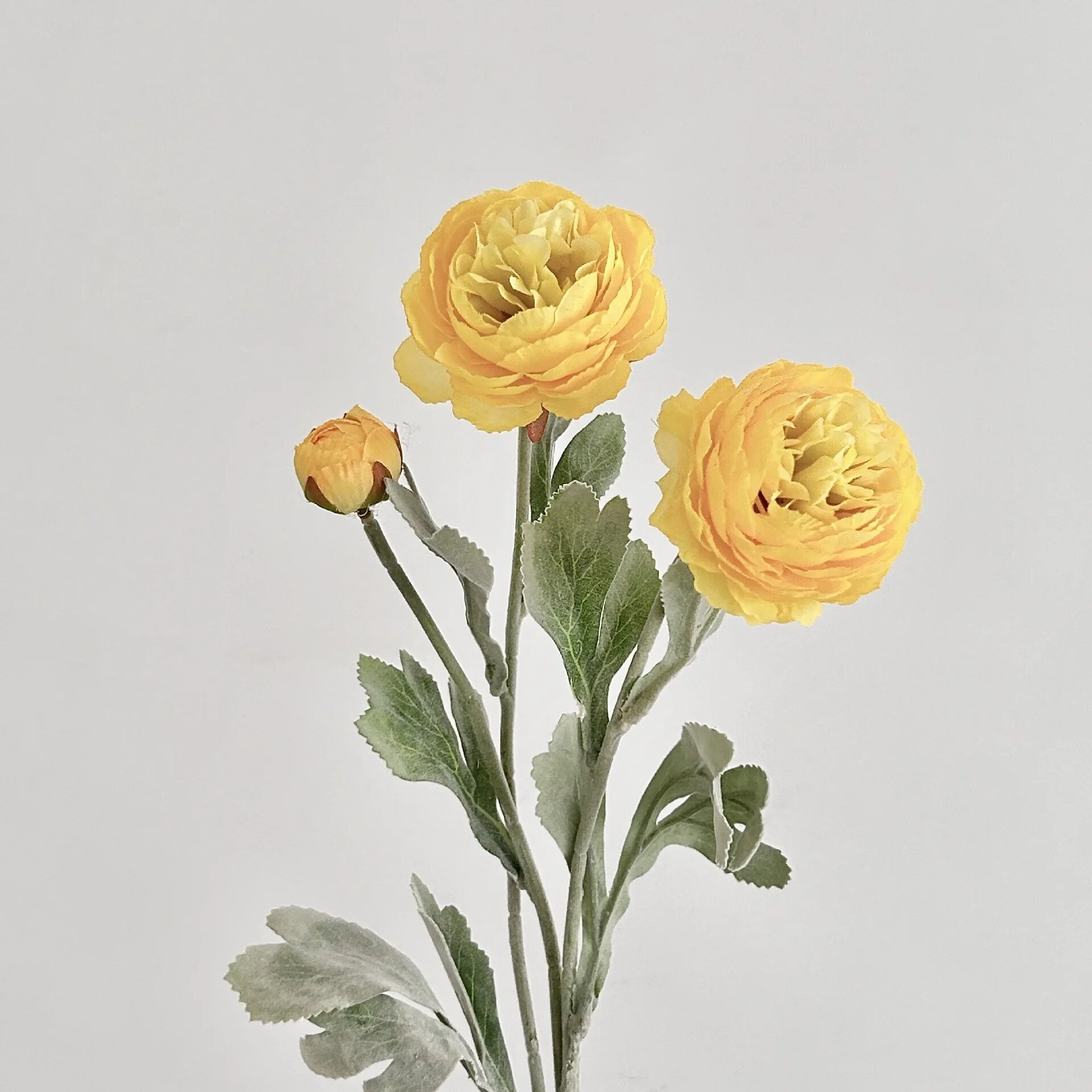 Искусственный бархатный цветок пиона 50 см Желтый, Yellow