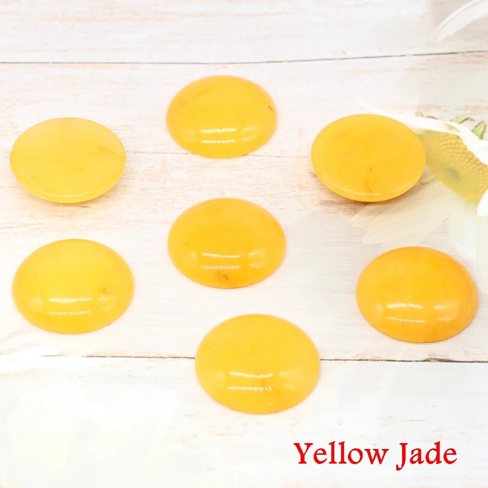 Кабошоны из натурального камня 4-25 мм, 5 шт. Желтый, 18mm, Yellow Jade