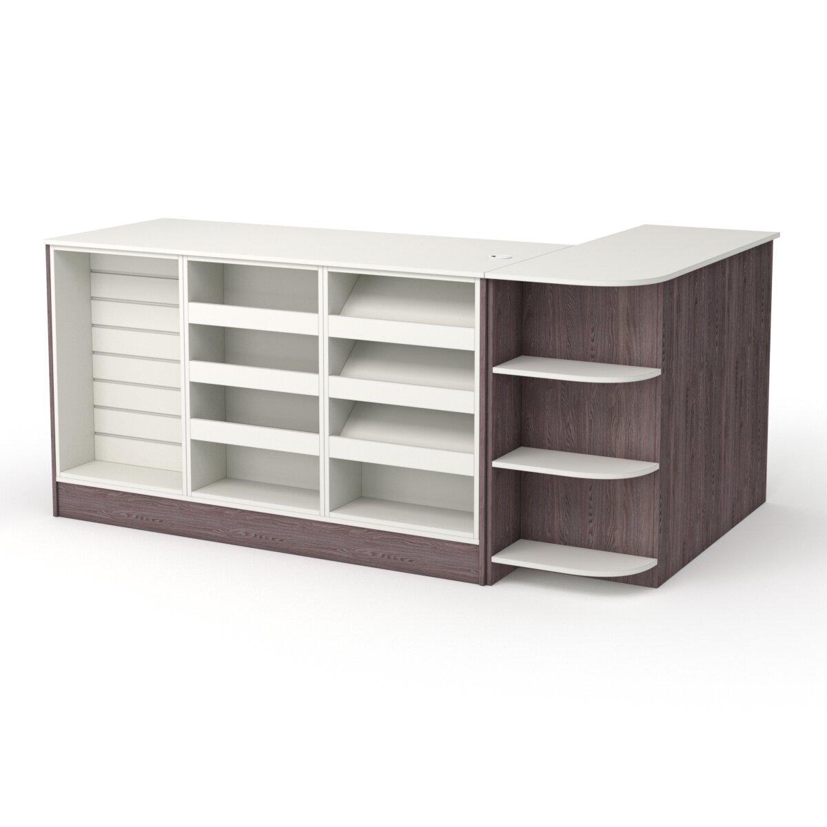 Кассовый стол "ривьера" №4 правосторонний, Ясень Анкор и Белый U31105-1