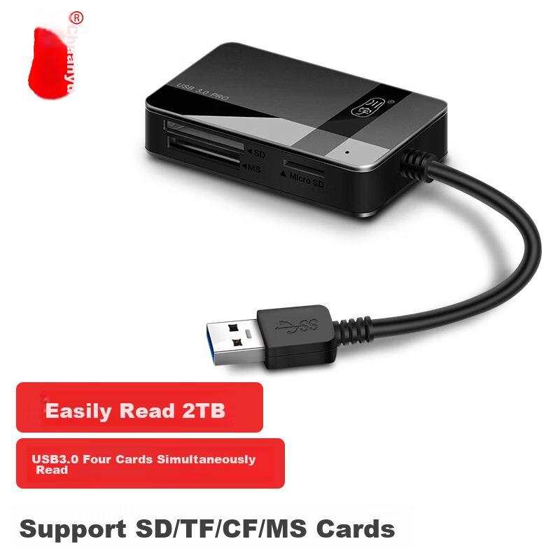 Chuanyu USB 3.0 High-Speed Multi-Function All-In Card Reader Supports SD/TF/CF/MS, Compatible with DSLR Cameras And Dash Cams, Supports Multiple Cards And Readings