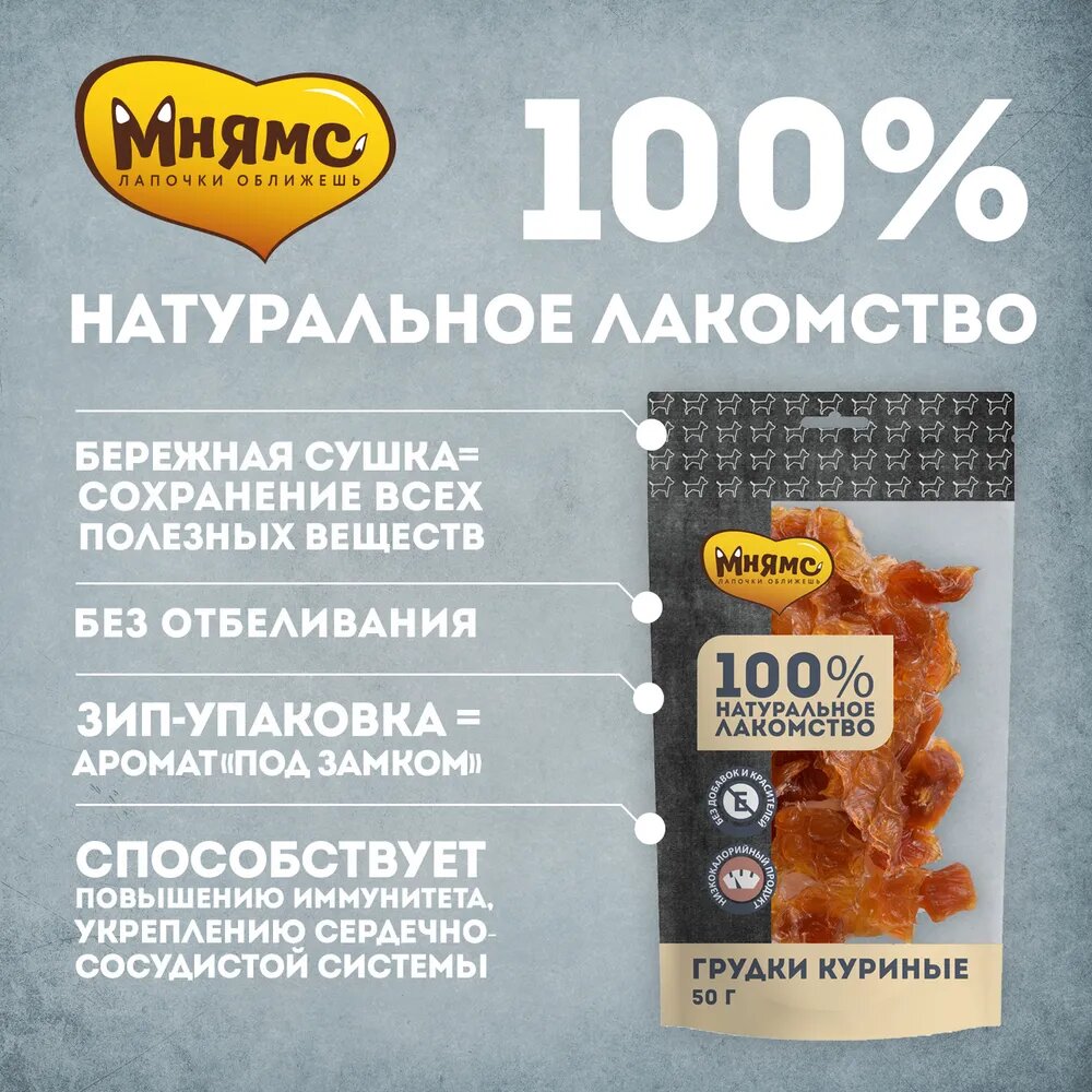 Лакомство Мнямс На каждый день для собак Грудки куриные, 2 шт х 50 гр