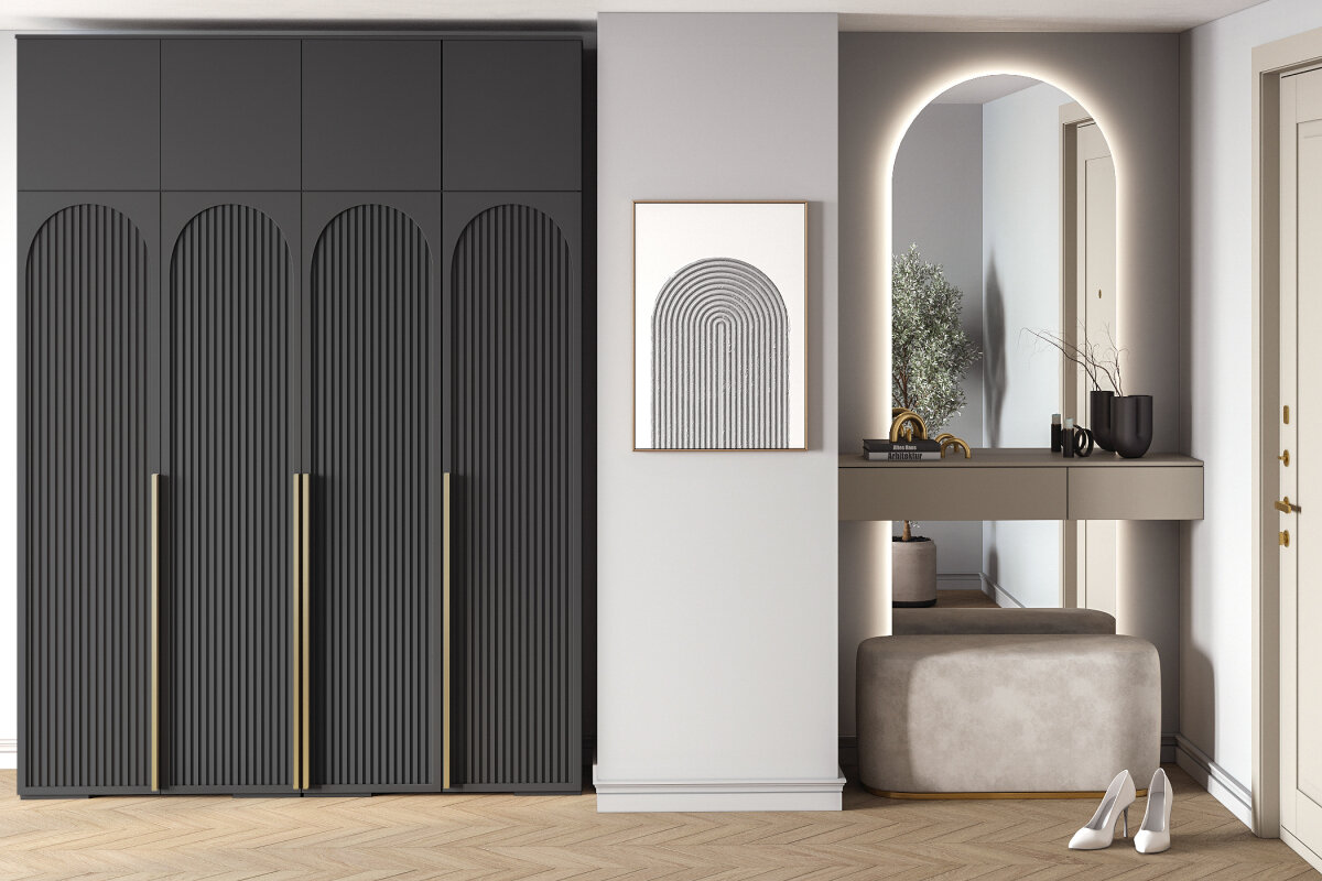 Шкаф распашной Брей-4 Хит черный для одежды четырехдверный 190*250*40