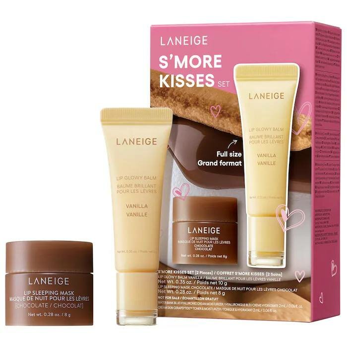 Набор Laneige "S'more Kisses", для губ, увлажняющий бальзам и ночная маска