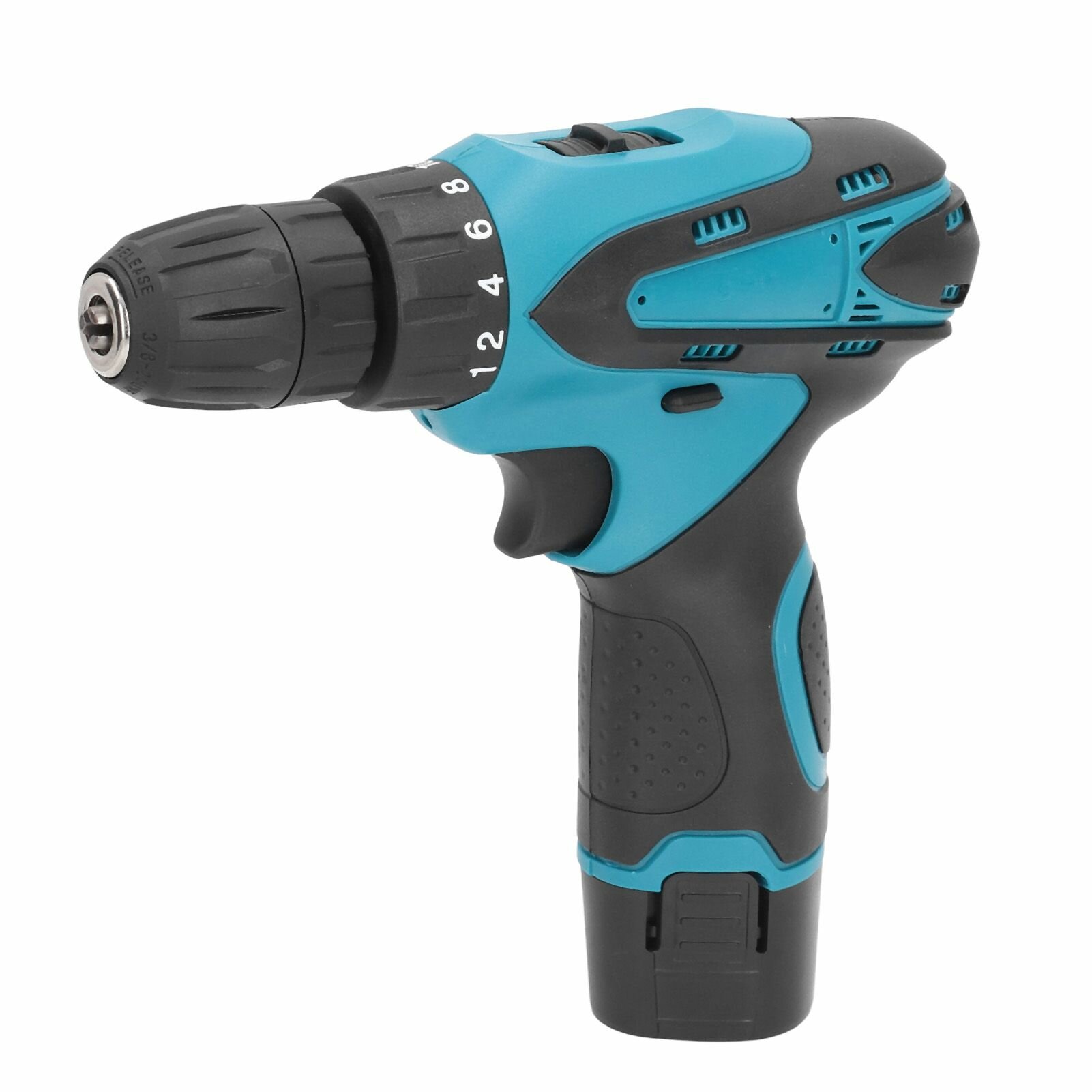 Маленькая аккумуляторная дрель, электрошуруповерт, 12 В, с зарядным устройством на 2 аккумулятора, торсионный патрон 350 дюймов-фунтов, патрон 3/8 дюйма, 2 скорости, 110-240 В переменного тока, вилка