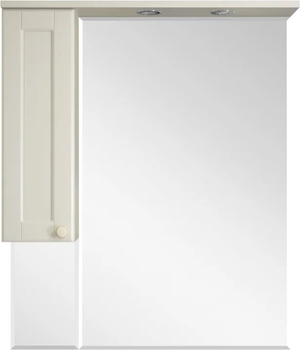 Зеркало Misty Латте 85 L со светодиодной подсветкой, с полкой, со шкафчиком, 82, 8 см, с розеткой, бежевое