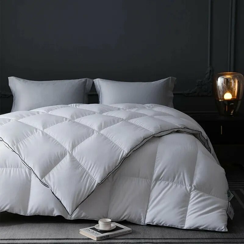 Одеяло Двуспальный 160x210 см, Зимнее, с наполнителем Гусиный пух, комплект из 1 шт